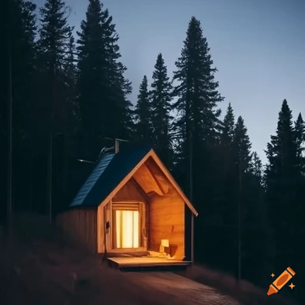 Cozy minimalist fire lookout cabin on Craiyon