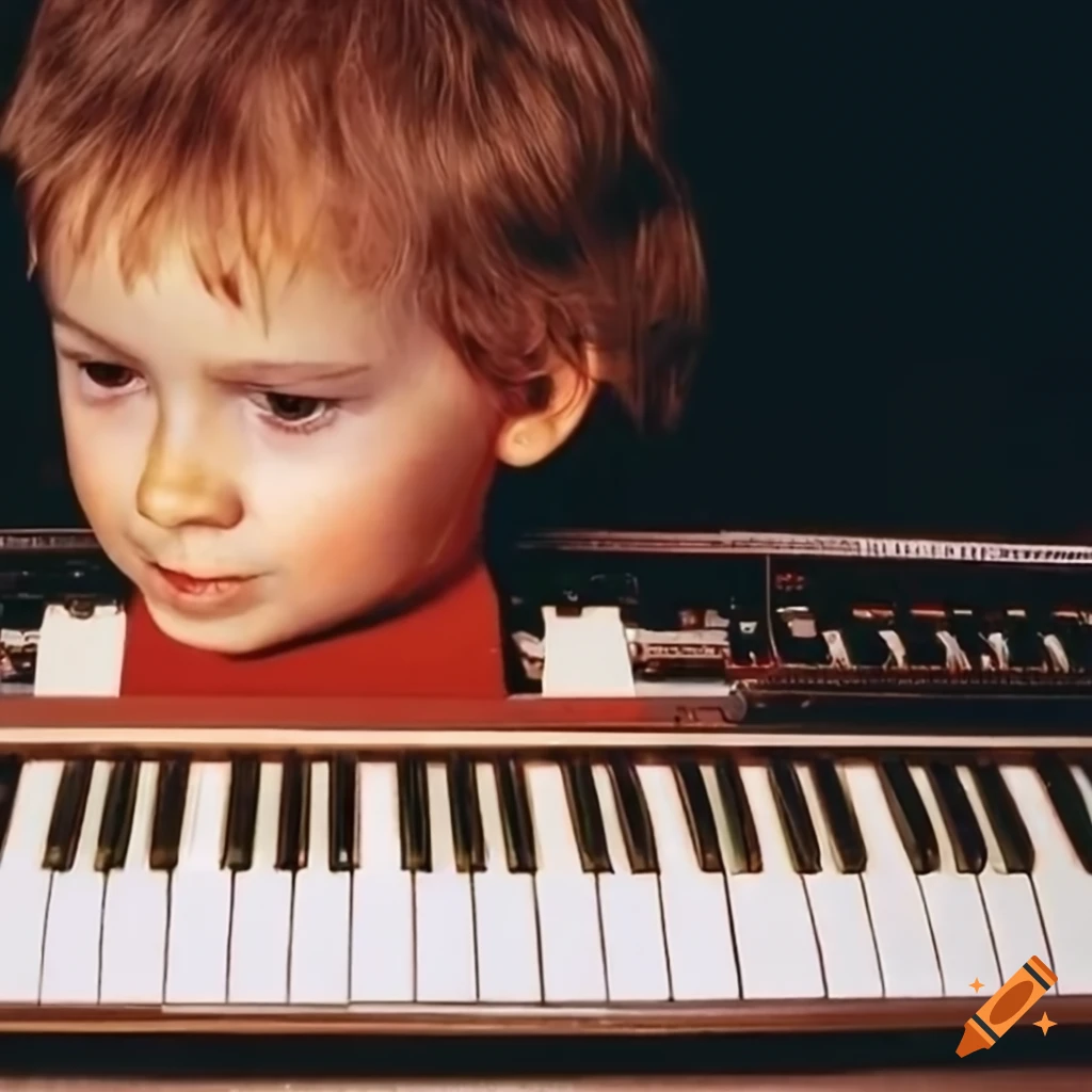 Colored photo of a child playing a synthesizer in thunderbird tv series ...