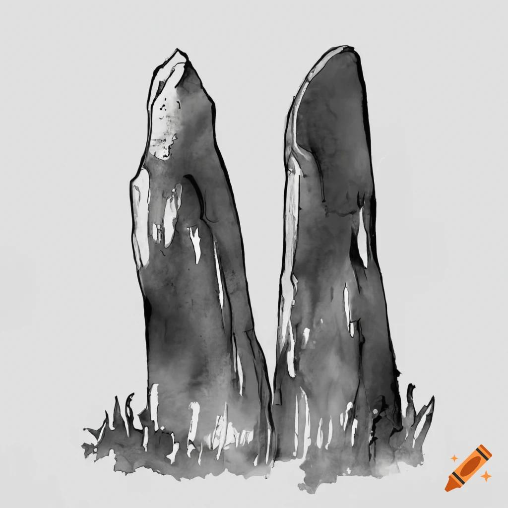 Stylized drawing of a standing stone