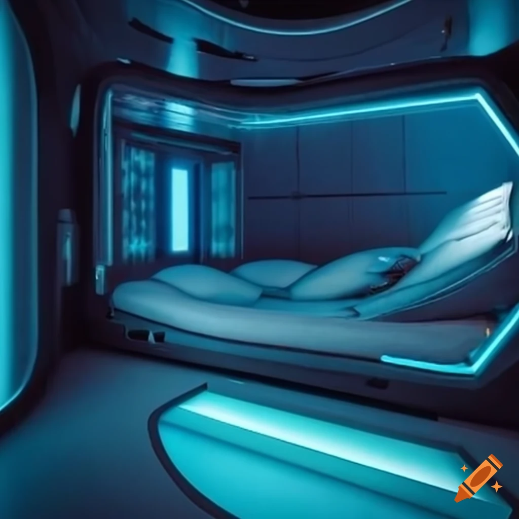 Retro-futuristic cozy spaceship cabin on Craiyon