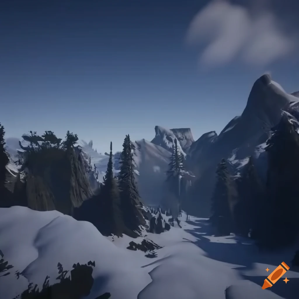 Unreal engine 5 low snowy mountains on Craiyon