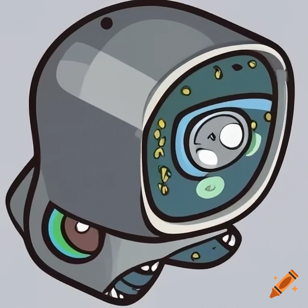 Cartoon security camera with angry eyes