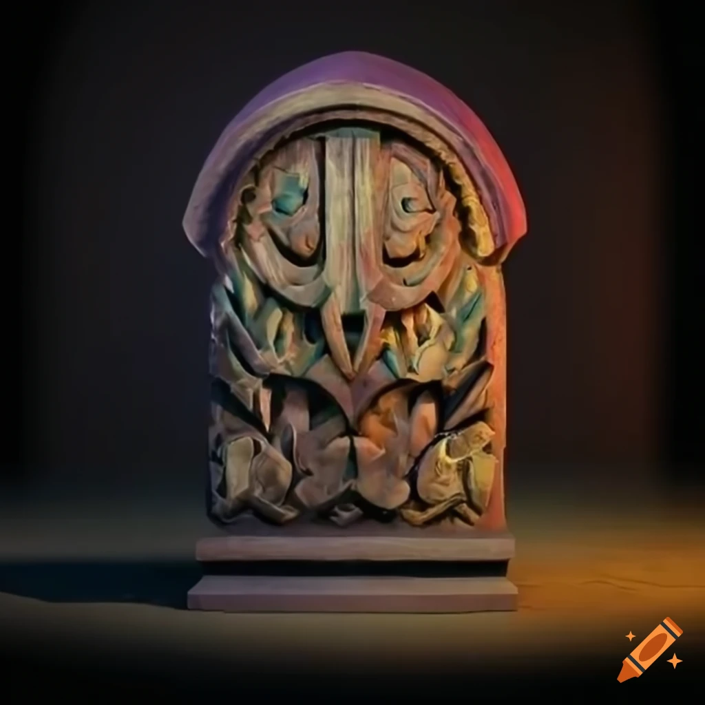 ‘architectural stave carving’-style, zelda boss game sculpture ...
