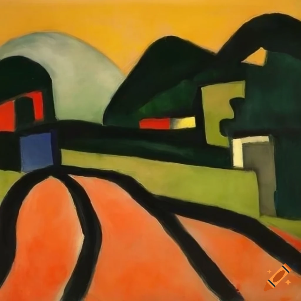 Fernand leger inspired landscape artwork on Craiyon