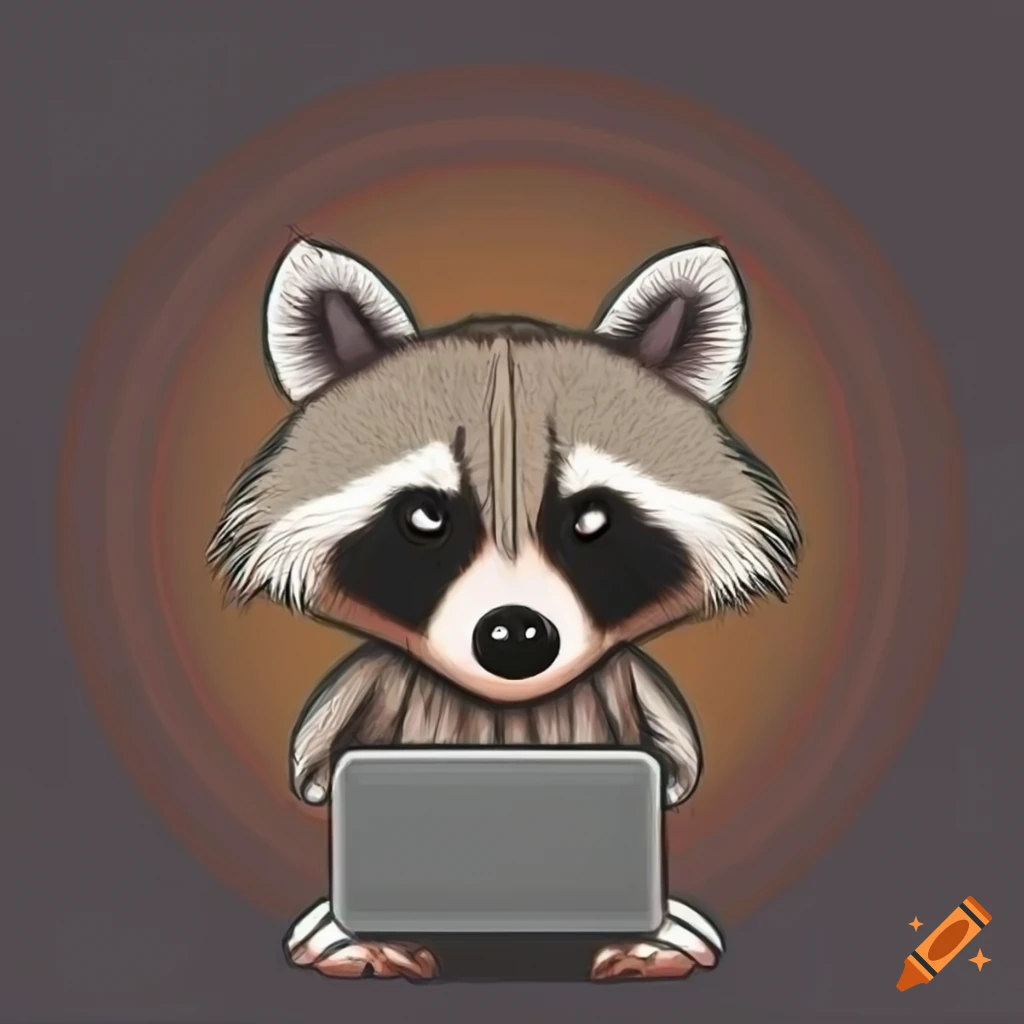Raccoon using a computer on Craiyon