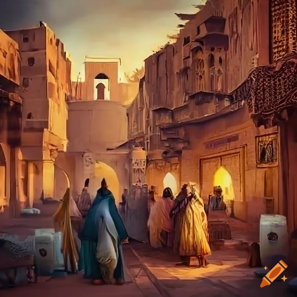 Mesmerizing crowded persian arabian bazaar