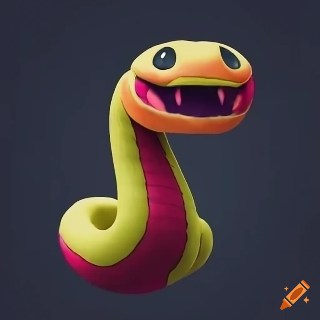 Animated artwork of a snake-shaped pokémon made of vines on Craiyon