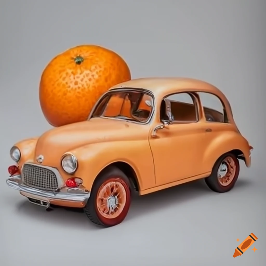Car made of oranges with cinnamon wheels on Craiyon