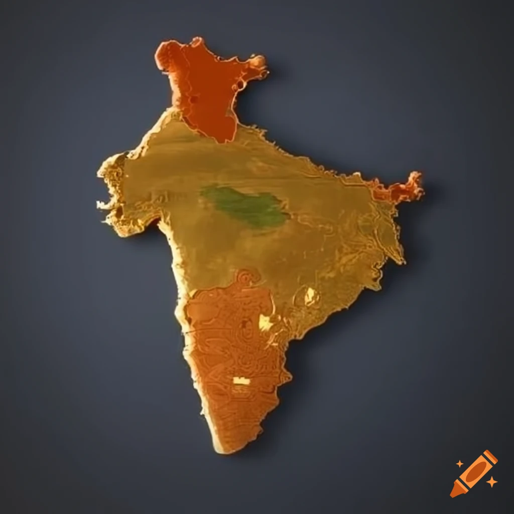 Game-inspired gold-themed map of india on Craiyon