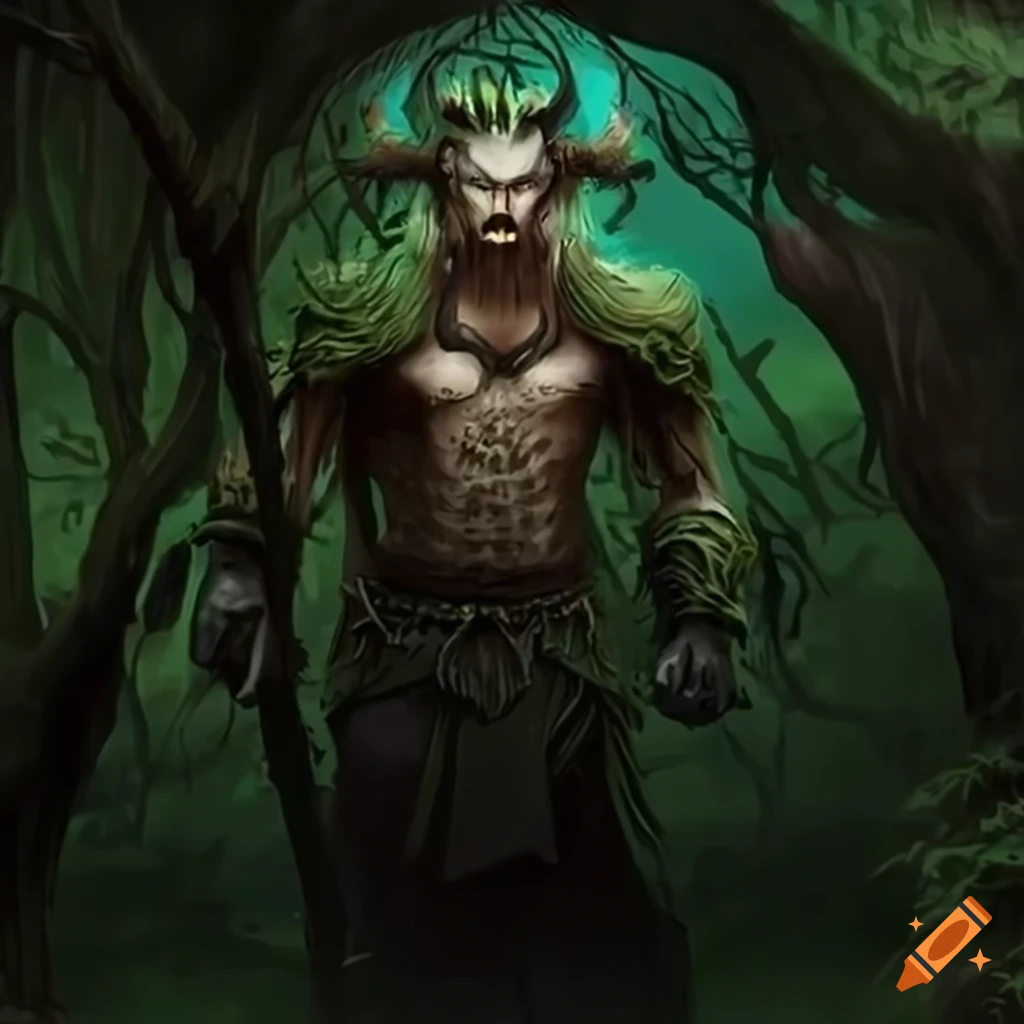 Fantasy artwork of a fierce wolf-centaur warrior in a camp on Craiyon