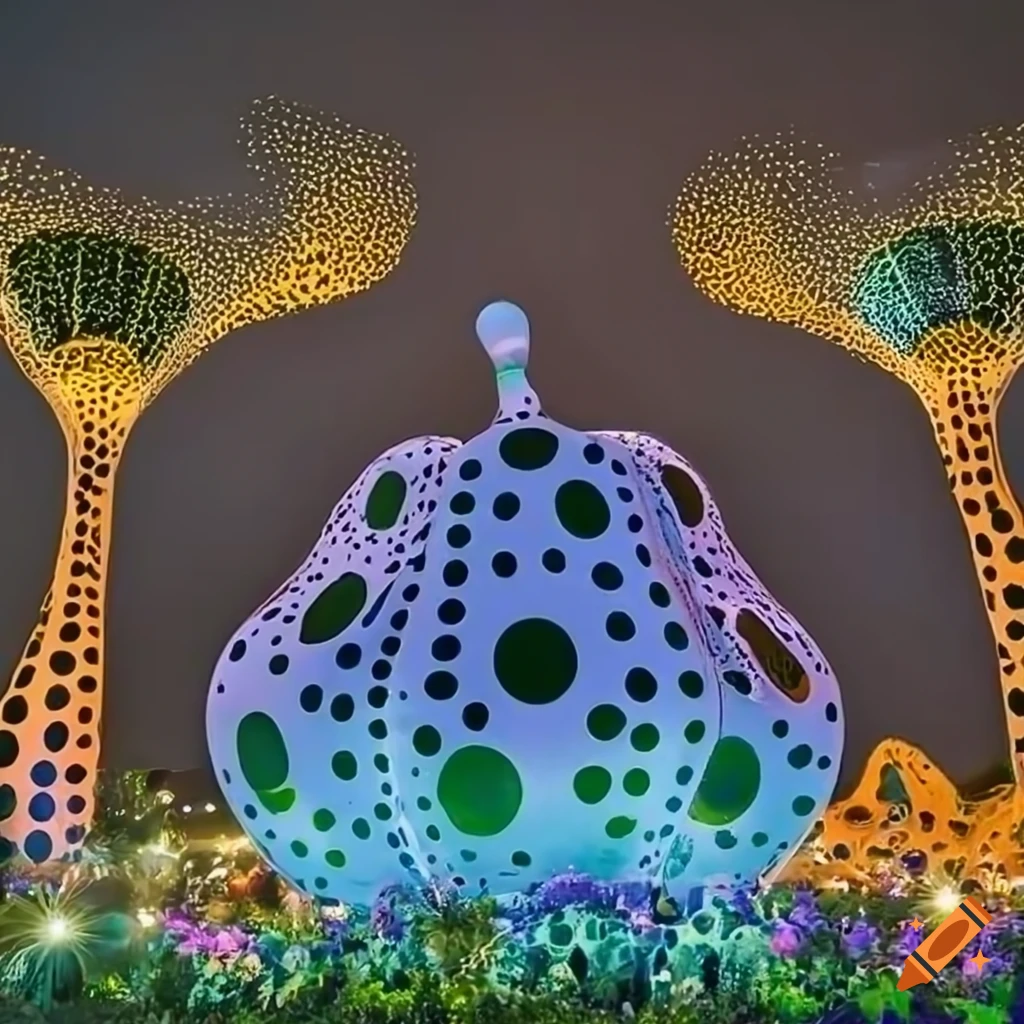 Yayoi kusama-inspired gardens by the bay on Craiyon