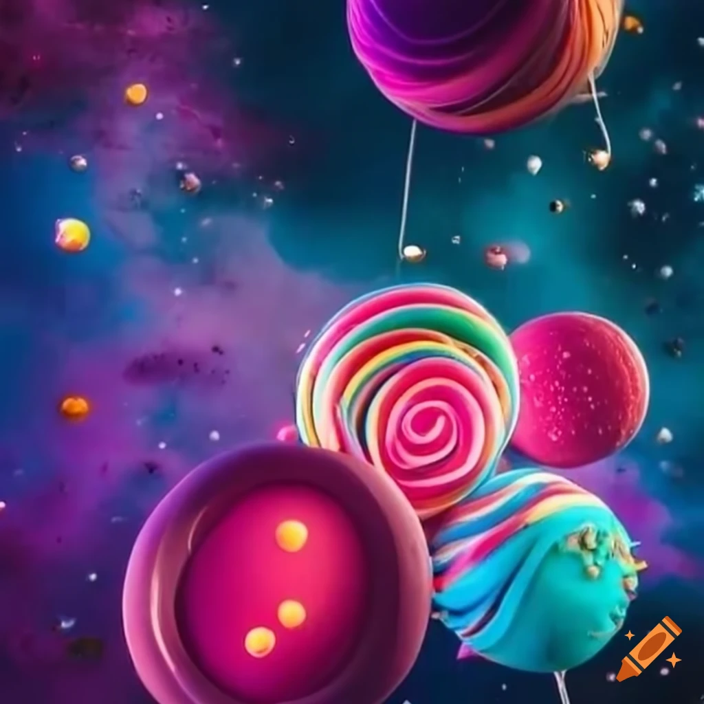 Colorful candy store in outer space on Craiyon