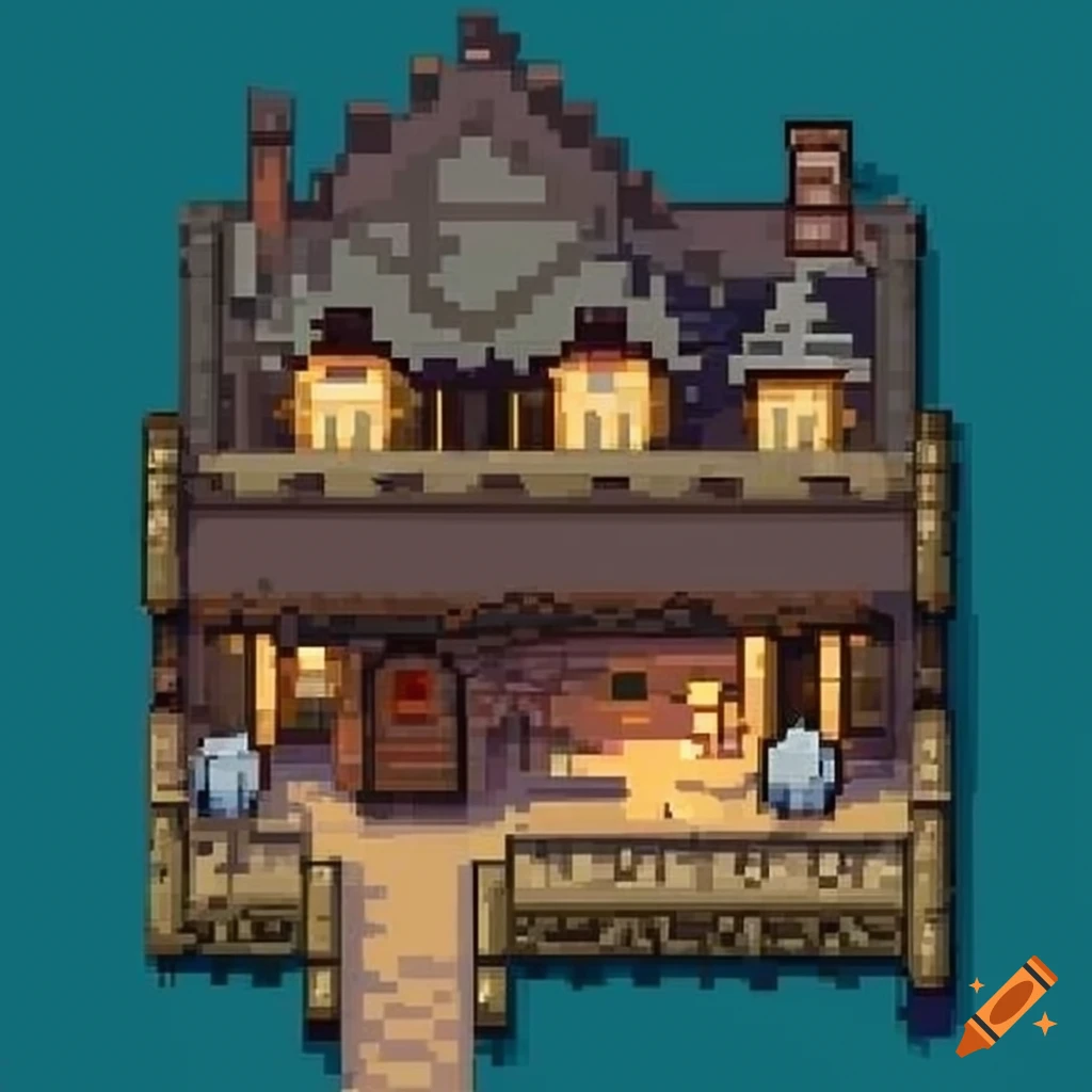 2D pixel art of a house in RPG style on Craiyon