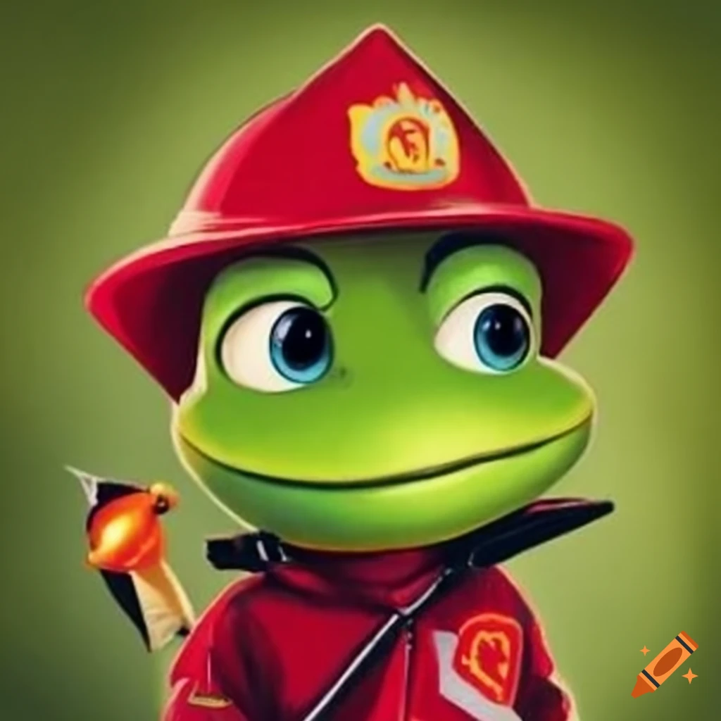 Adorable animated firefighter frog on Craiyon