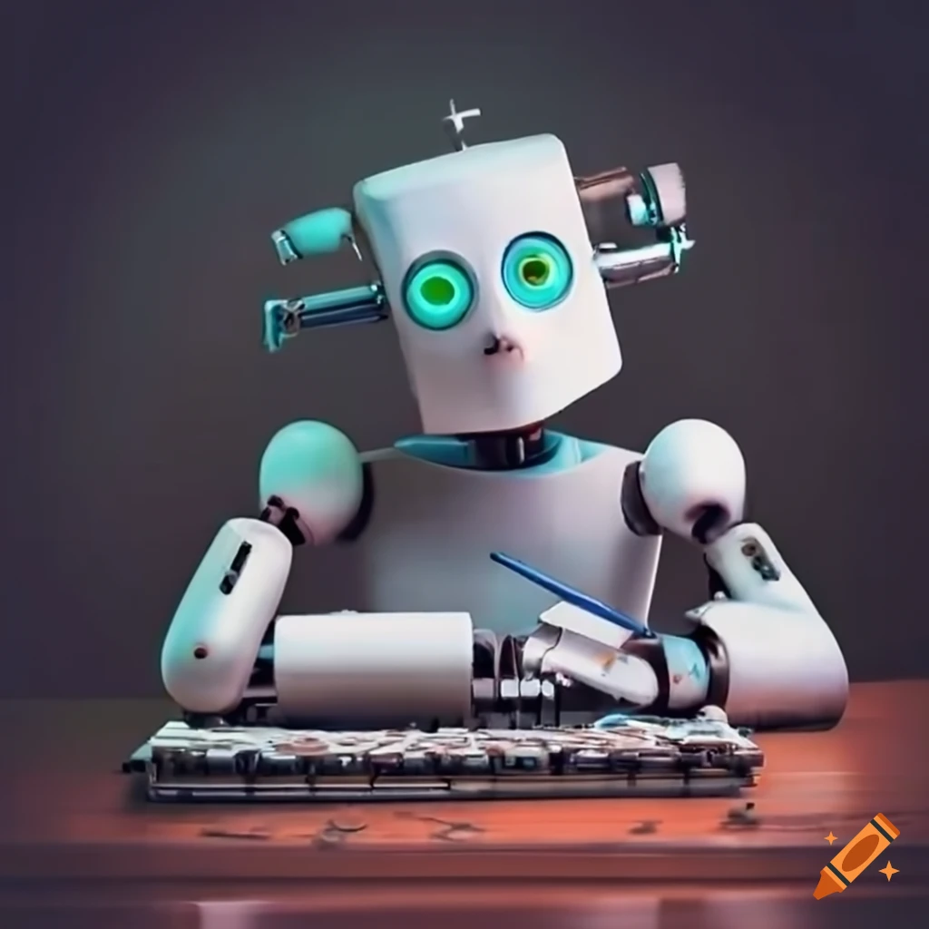 Robot engaged in gardening activities on Craiyon