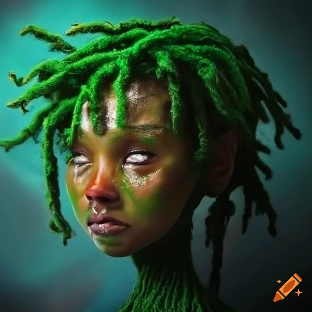Dread locs hairstyle with green dragon accents on Craiyon