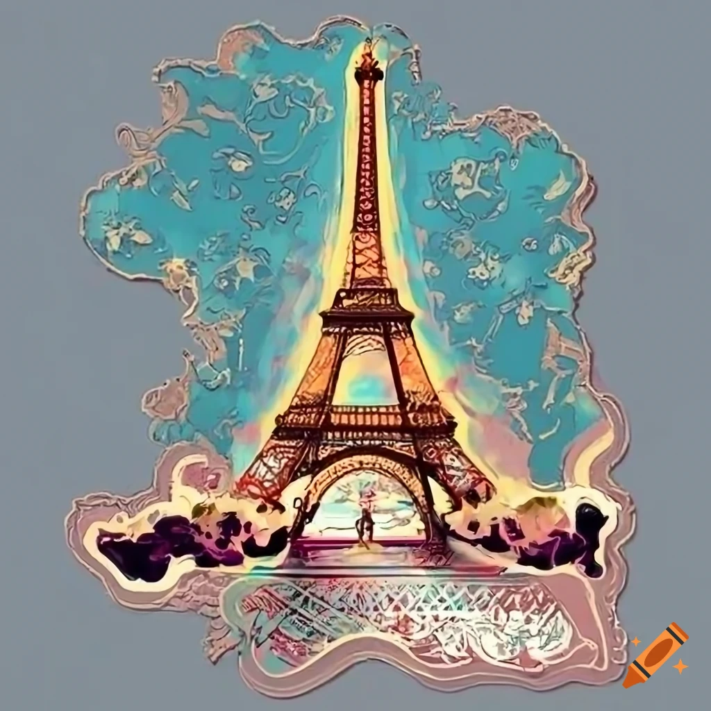 Detailed paris sticker with outline design