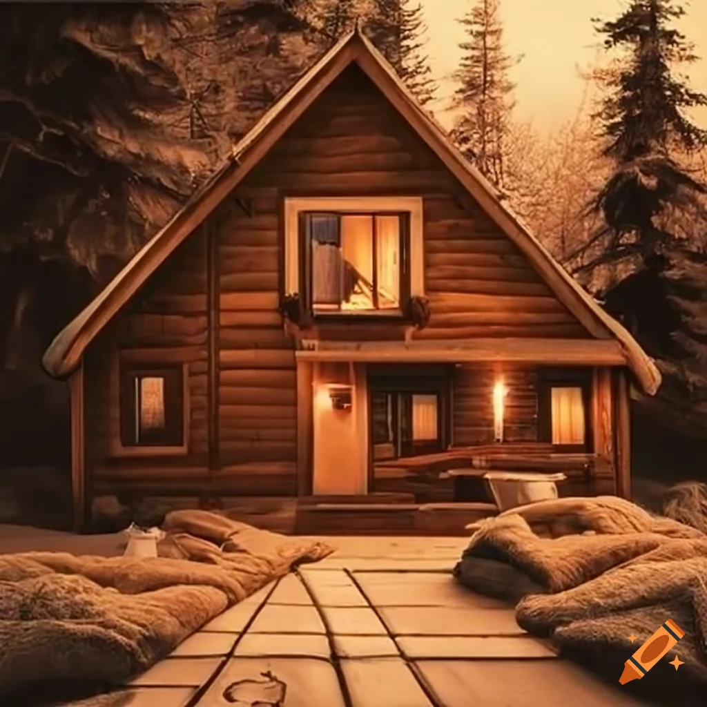 Cozy cabin in the woods on Craiyon