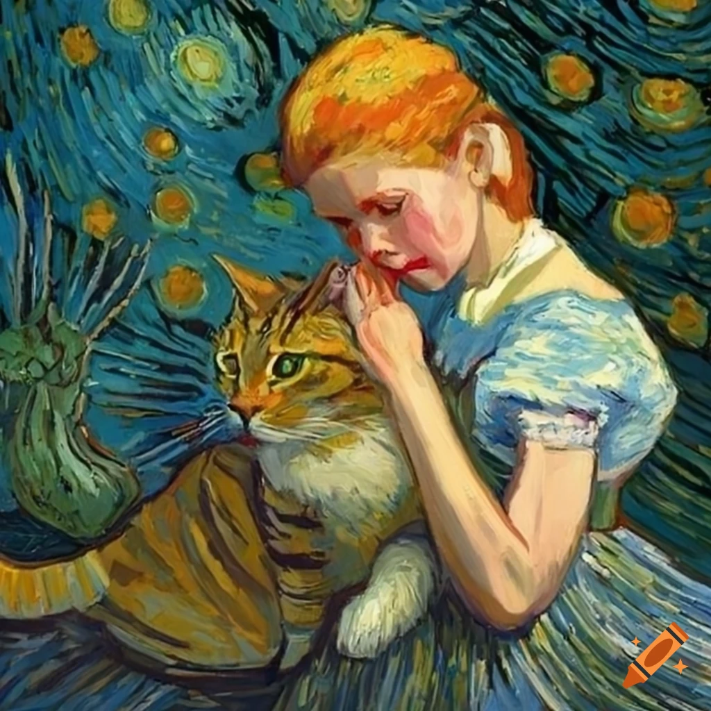 Heidi from the animated series drawn in the style of van gogh on Craiyon