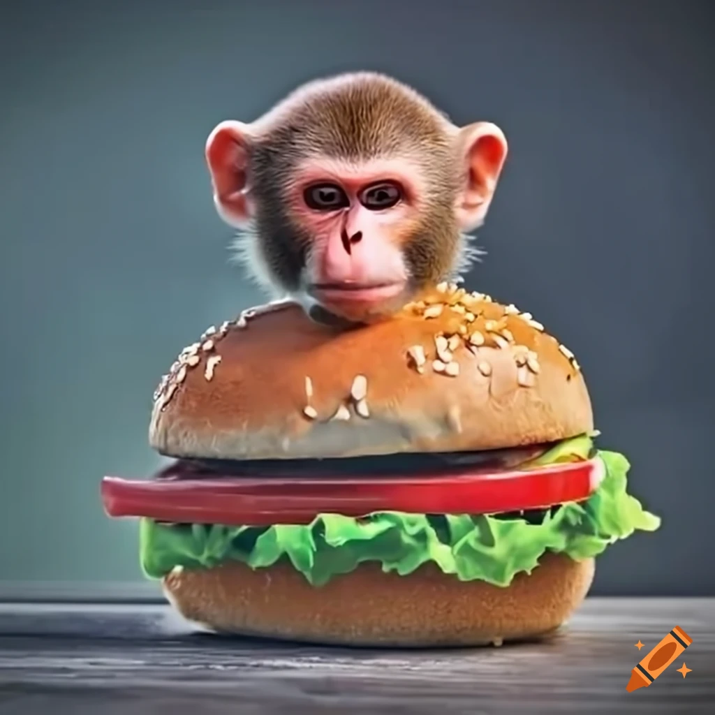 Monkey wearing cooking burger on Craiyon