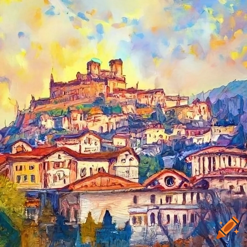 Impressionist artwork of ohrid city