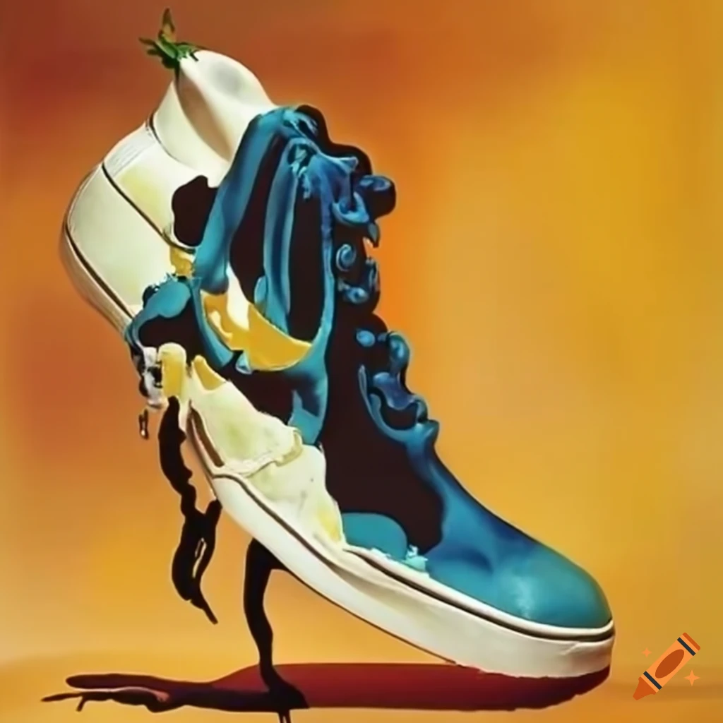 Sneakers melting into dali's painting