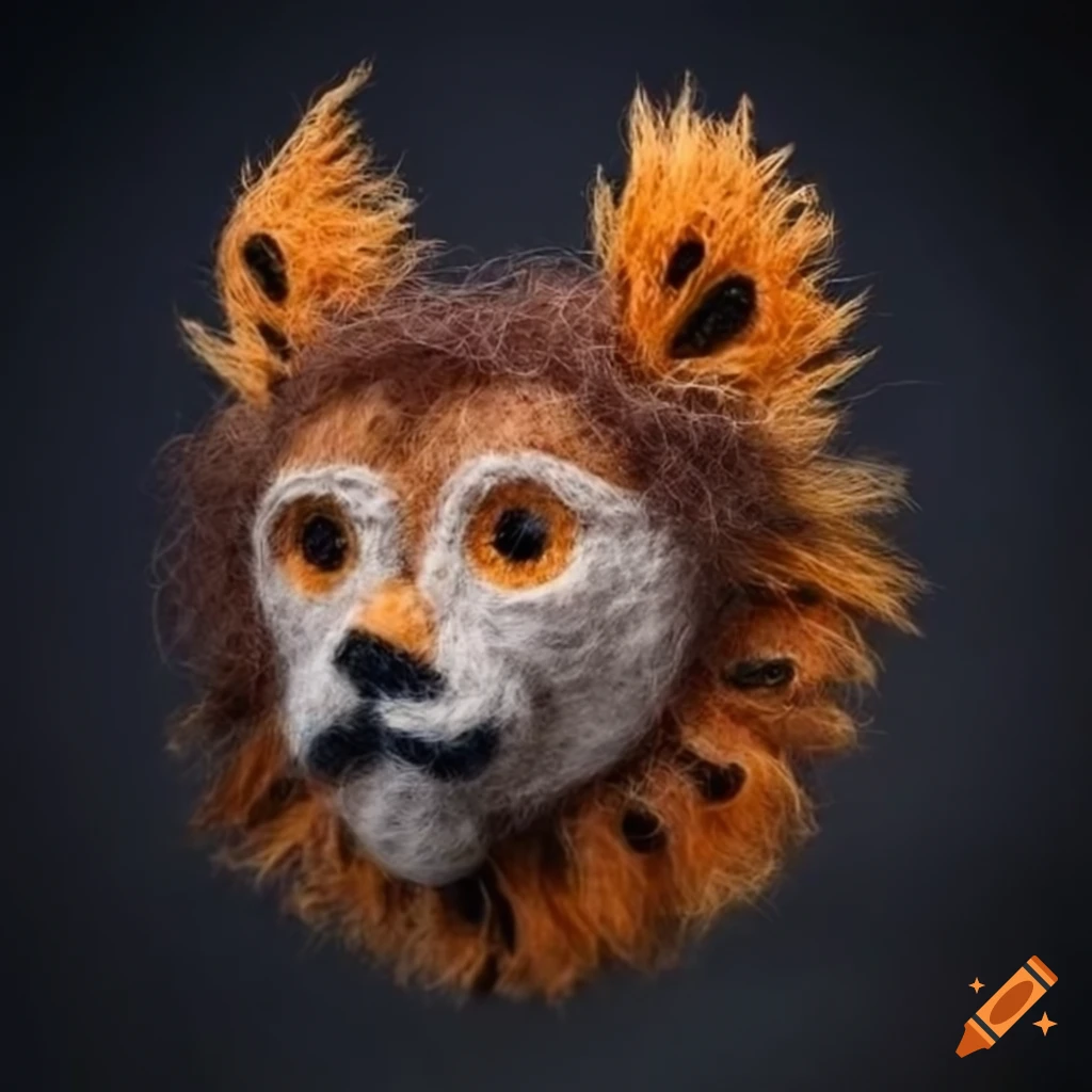 Portraits of jungle animals with felted wool masks on Craiyon