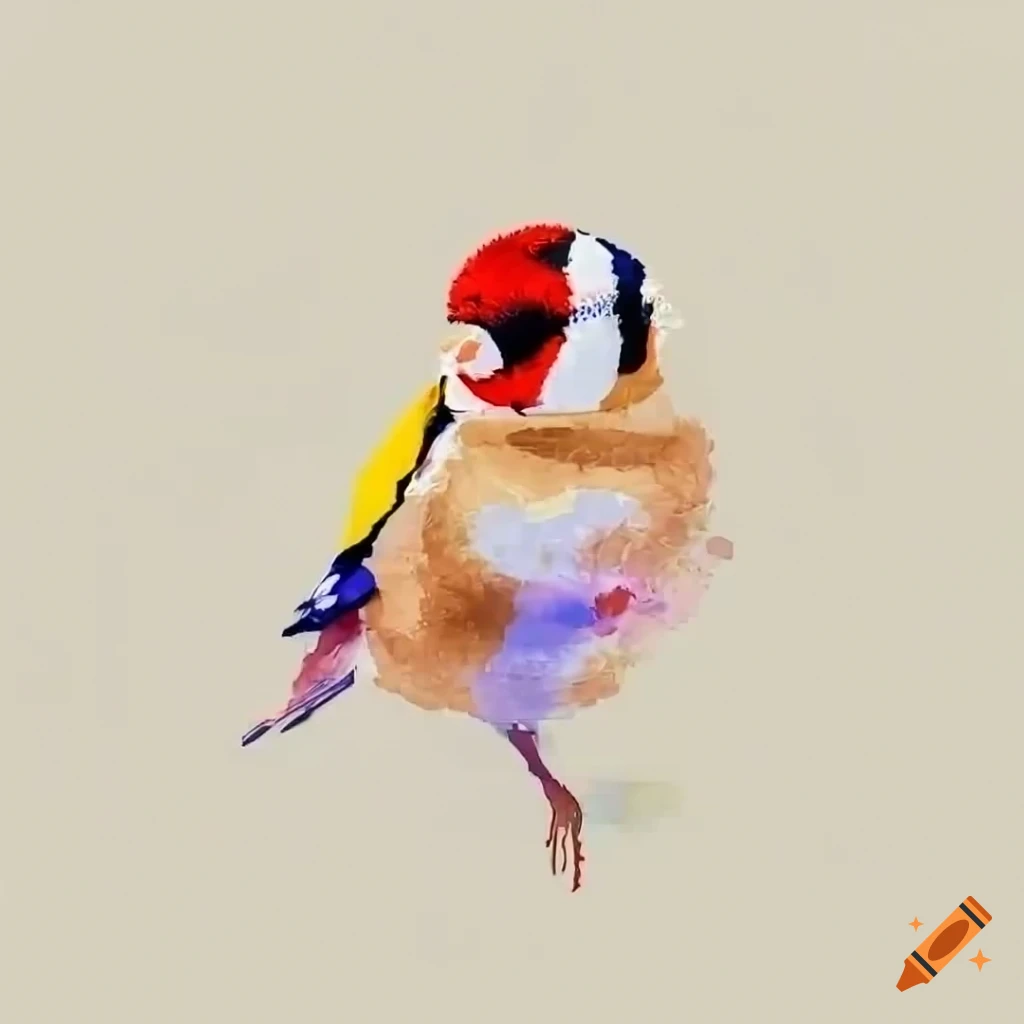 Vibrant European goldfinch in a cage on Craiyon