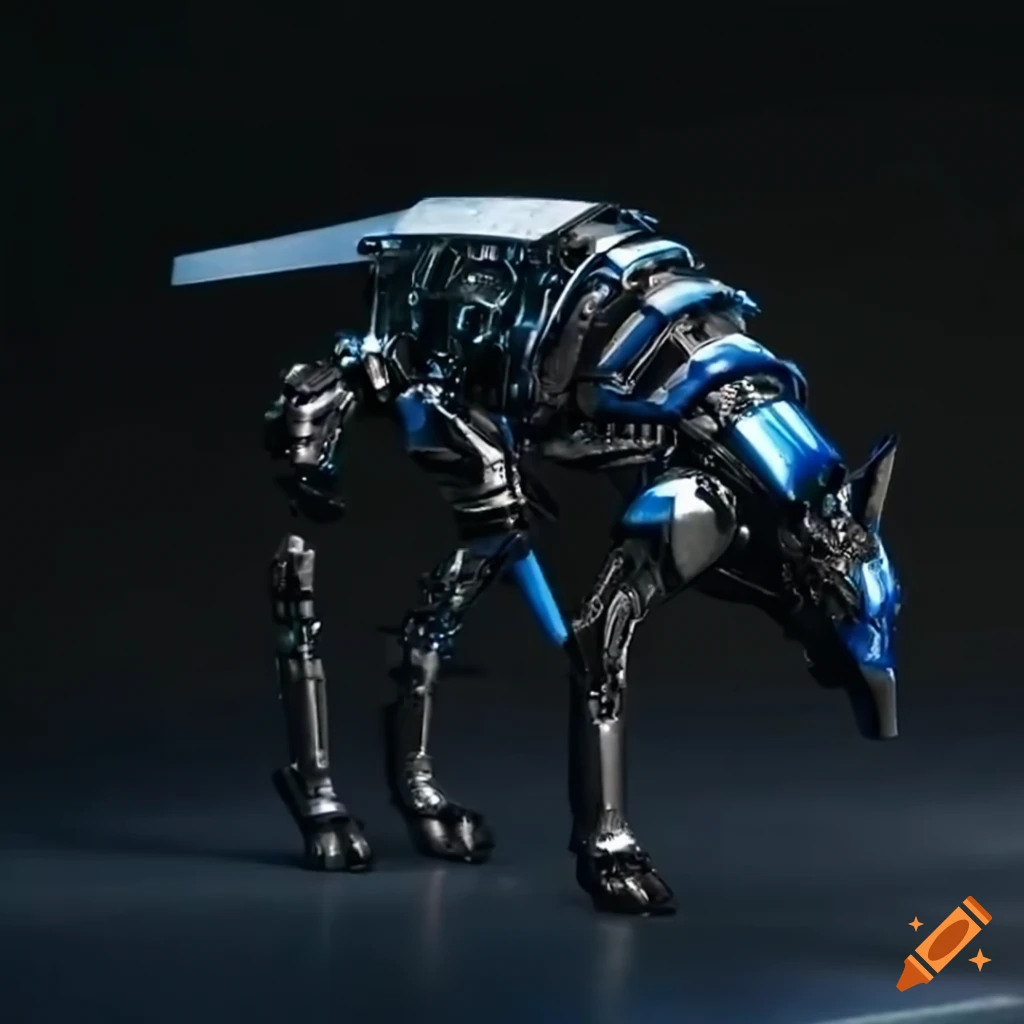 Bionic fox walking with metal objects on its back on Craiyon