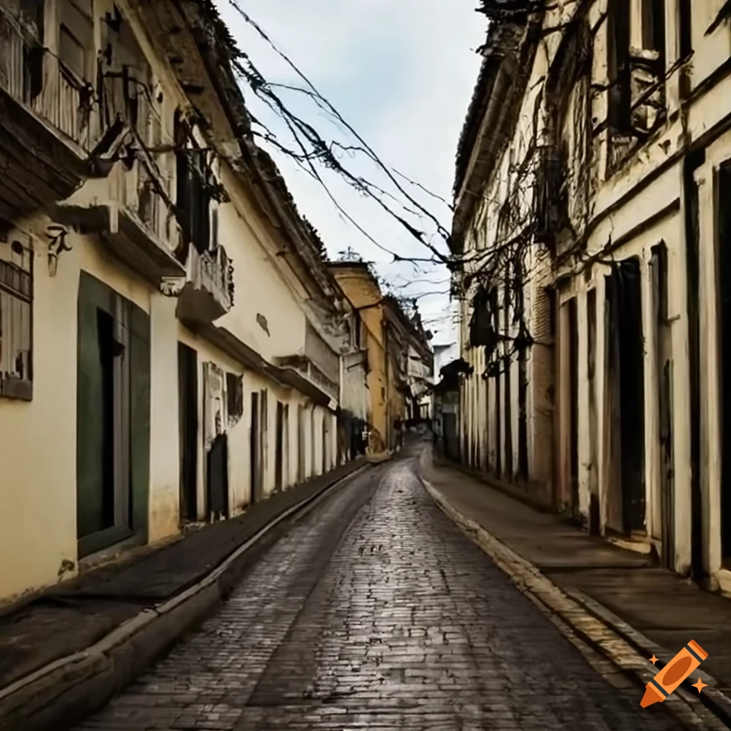 Aerial view of colorful brazilian street with houses