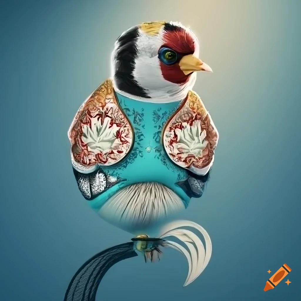 Detailed illustration of a european goldfinch bird