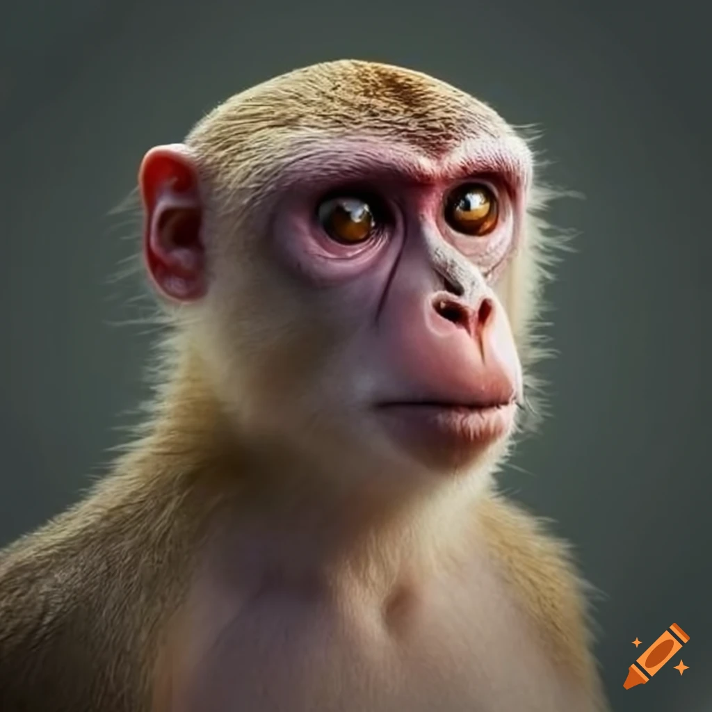 Fantasy artwork of a monkey with a human face and eagle beak on Craiyon