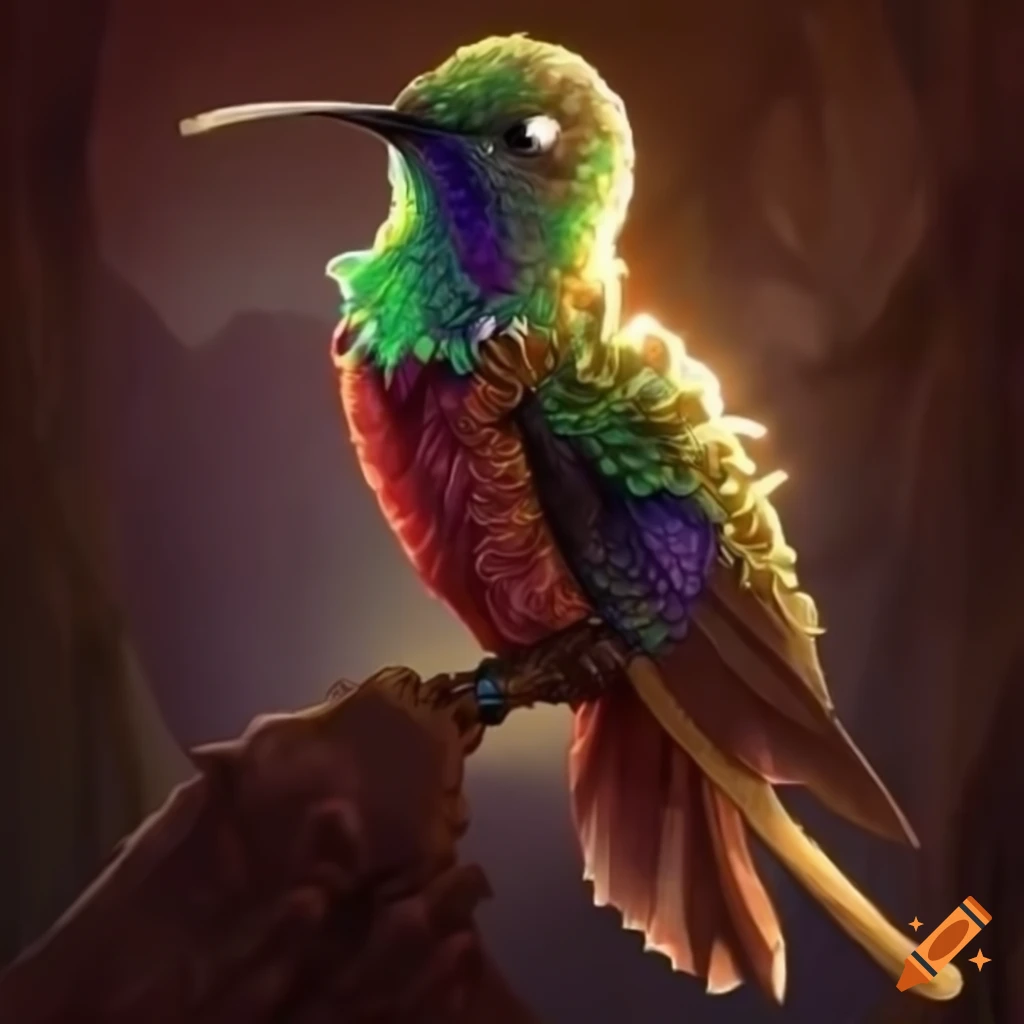 Fantasy image of a hummingbird bard