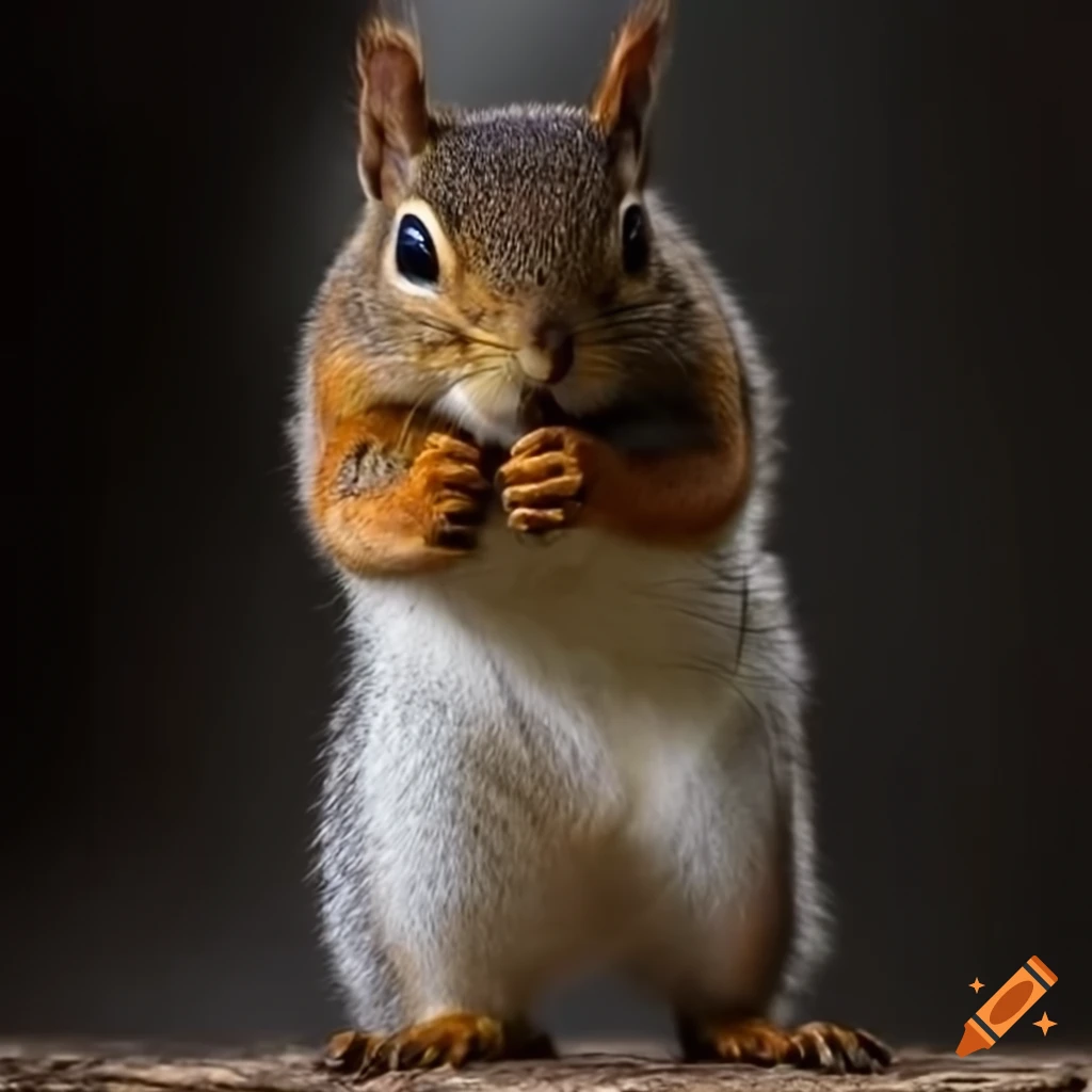 Squirrel with a human body photo manipulation on Craiyon