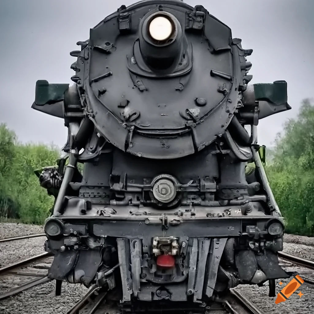 Black iron steam locomotive in knight armor on Craiyon