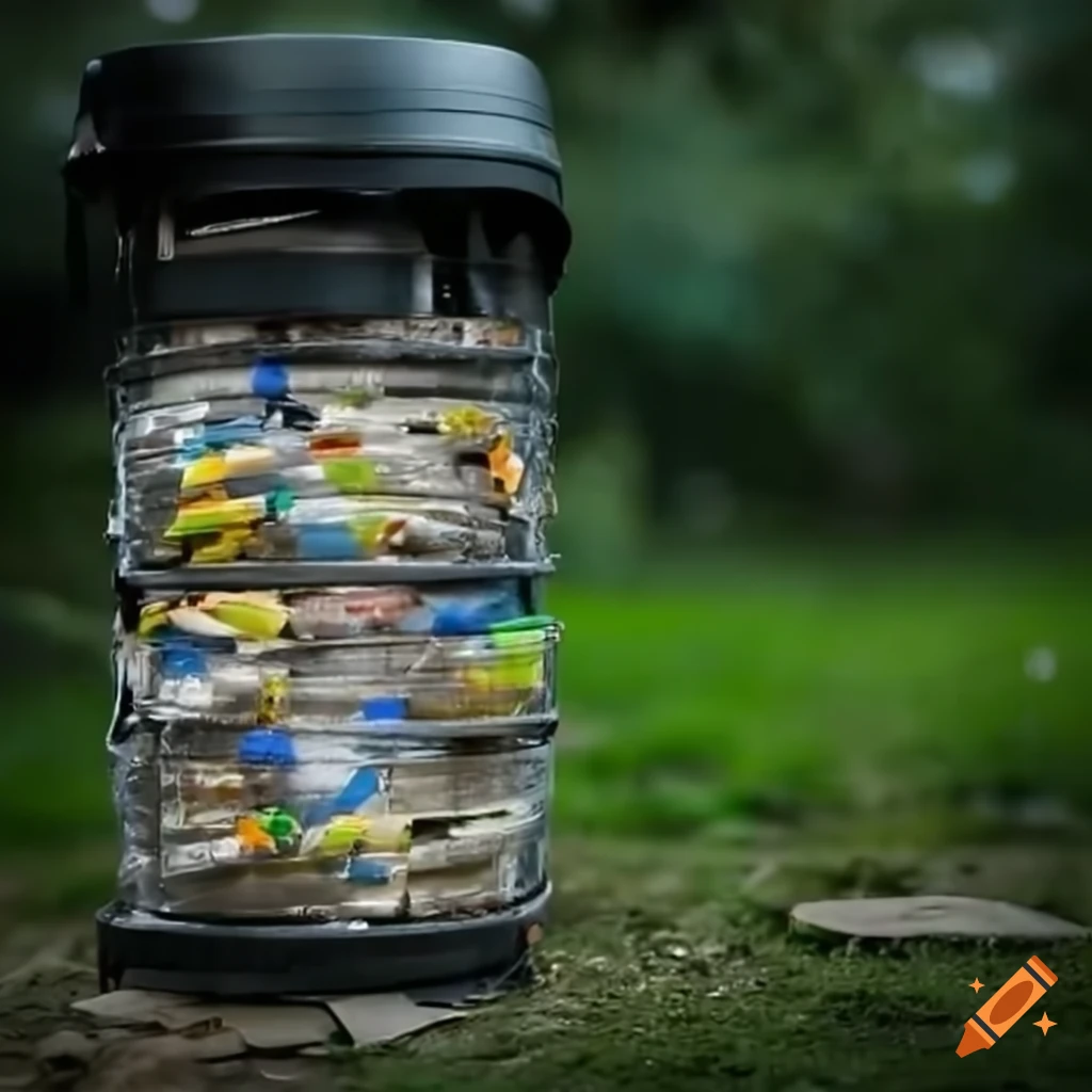 Image of an intelligent and eco-friendly trash can on Craiyon