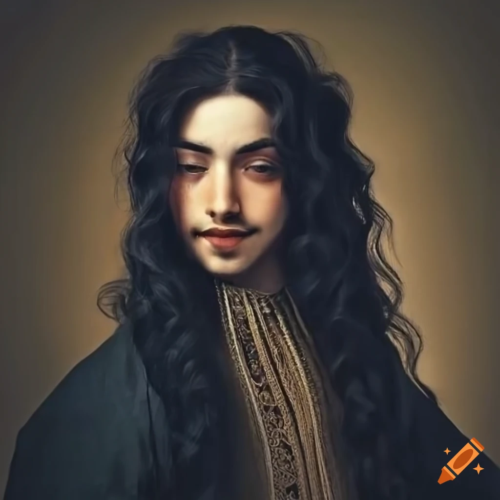 Portrait of a young man with wavy black hair