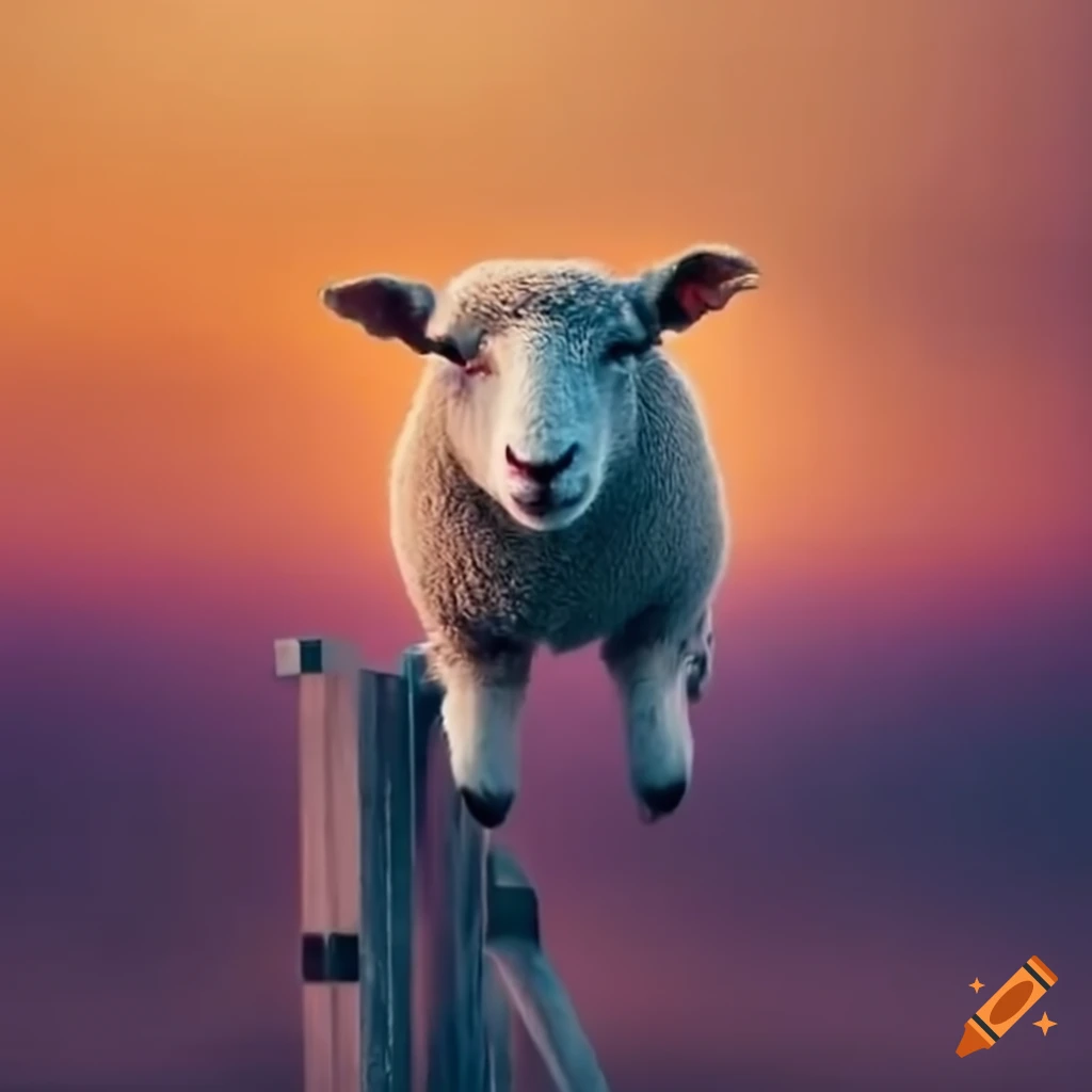 Jumping lamb in munich with a spring background on Craiyon