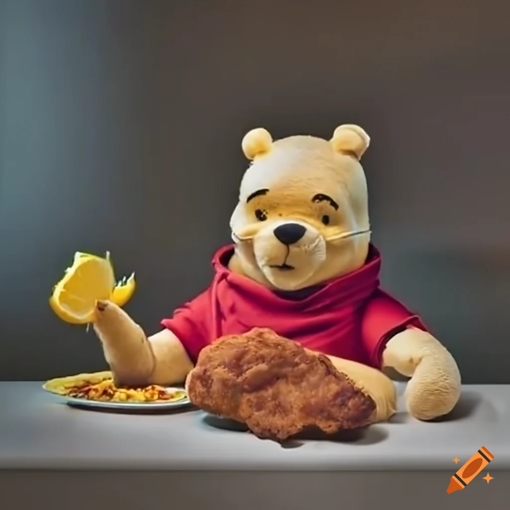 Paddington bear enjoying pierogi on Craiyon