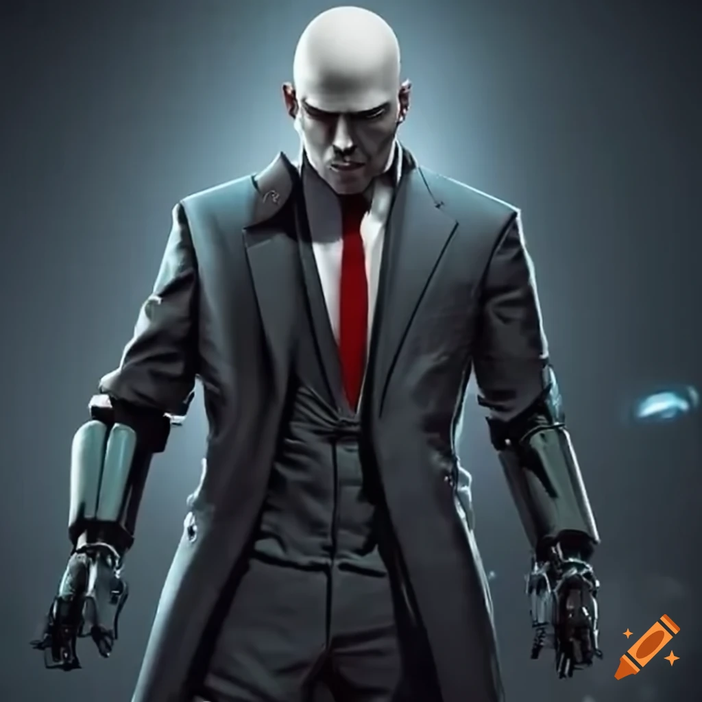 Artistic depiction of a robot hitman on Craiyon