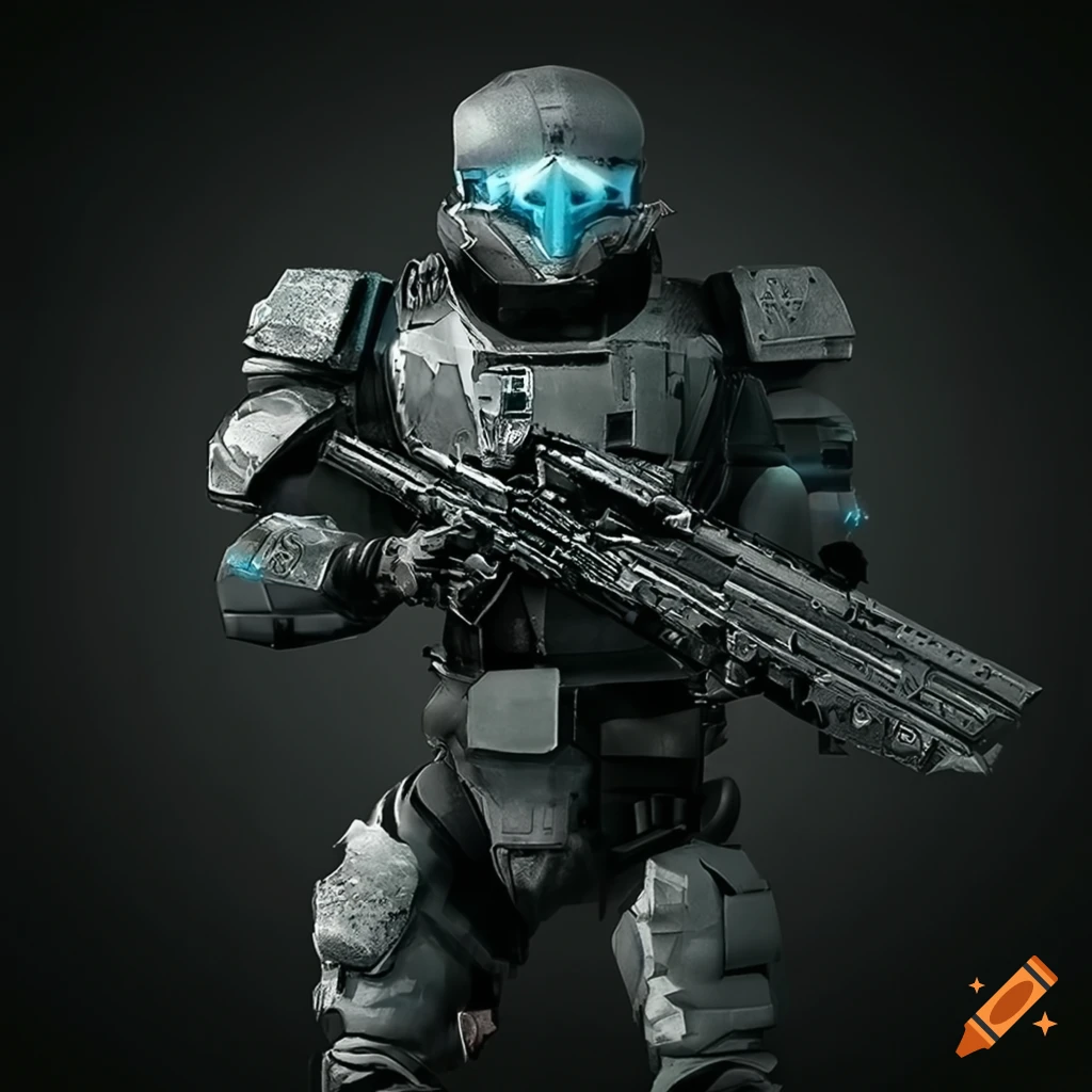 Odst armour bear with a light machine gun shooting on Craiyon