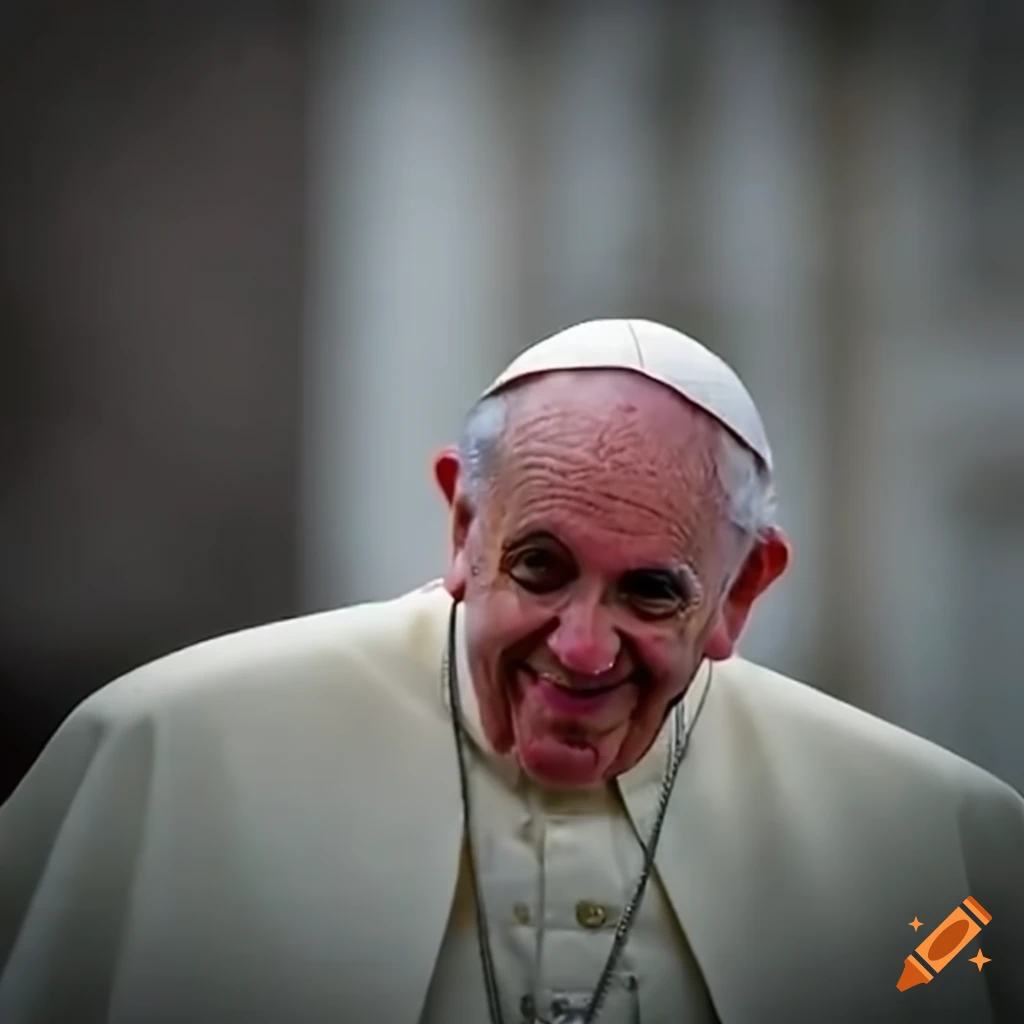 Pope francis in black metal attire with corpse paint on his face on Craiyon