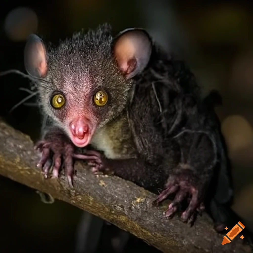 Image of an aye-aye foraging for food on Craiyon