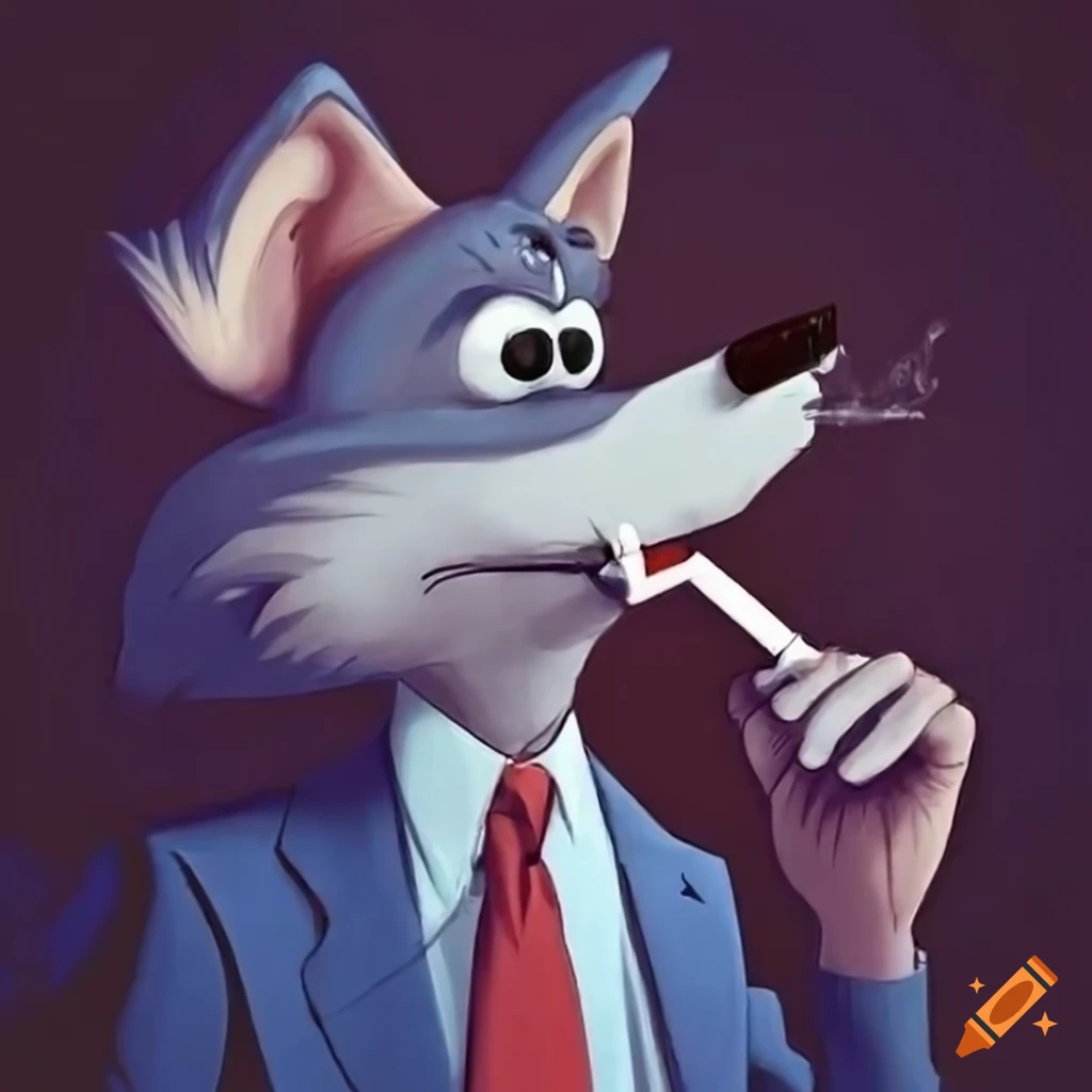 Cartoon character smoking a cigarette