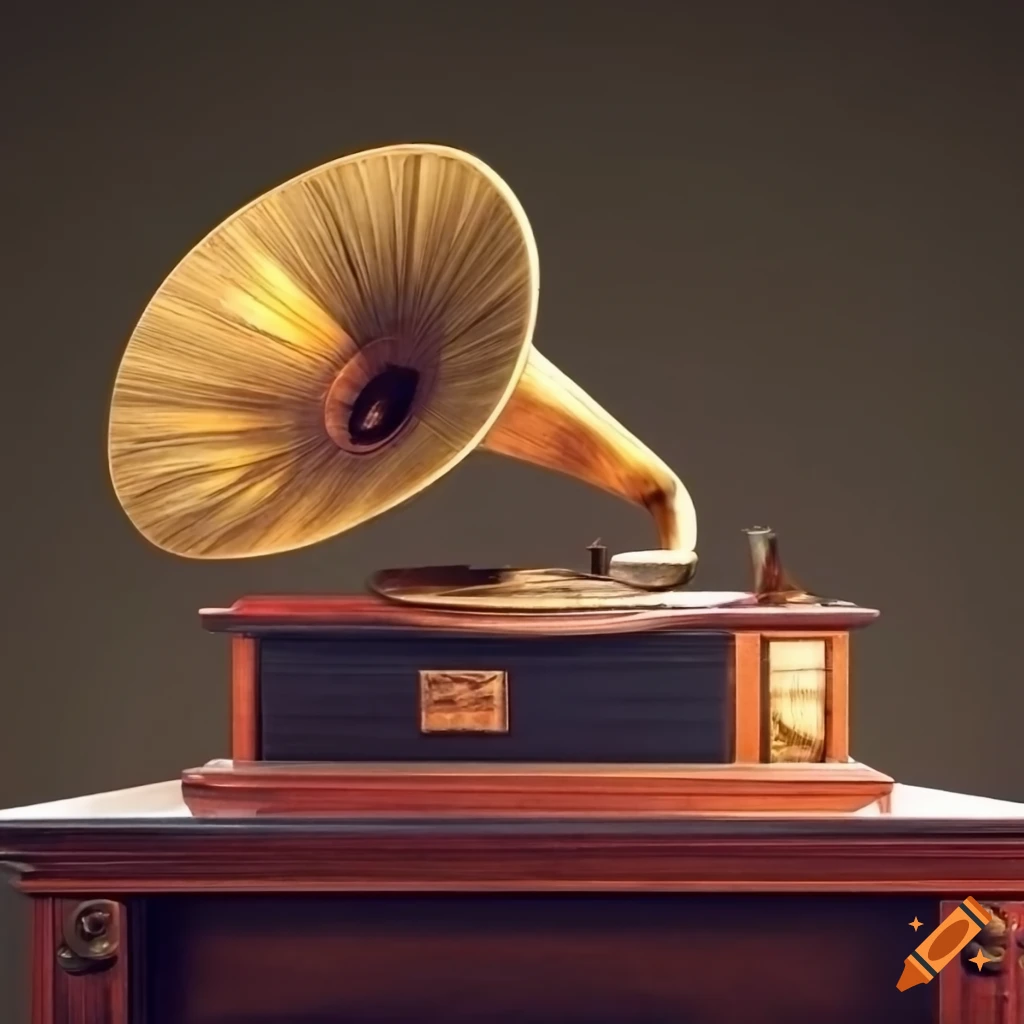 Vintage gramophone playing a wax cylinder on Craiyon