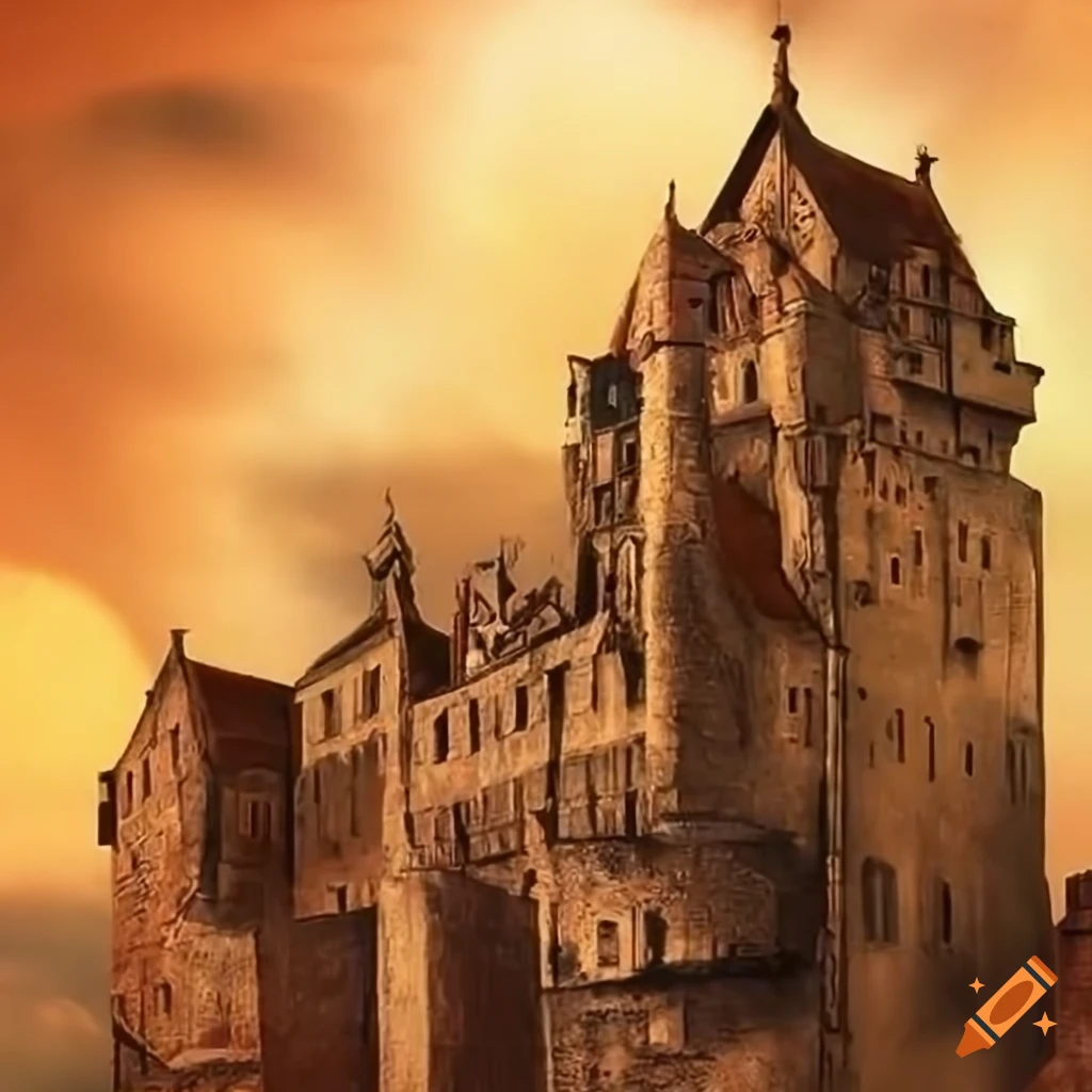 Medieval village scene on Craiyon