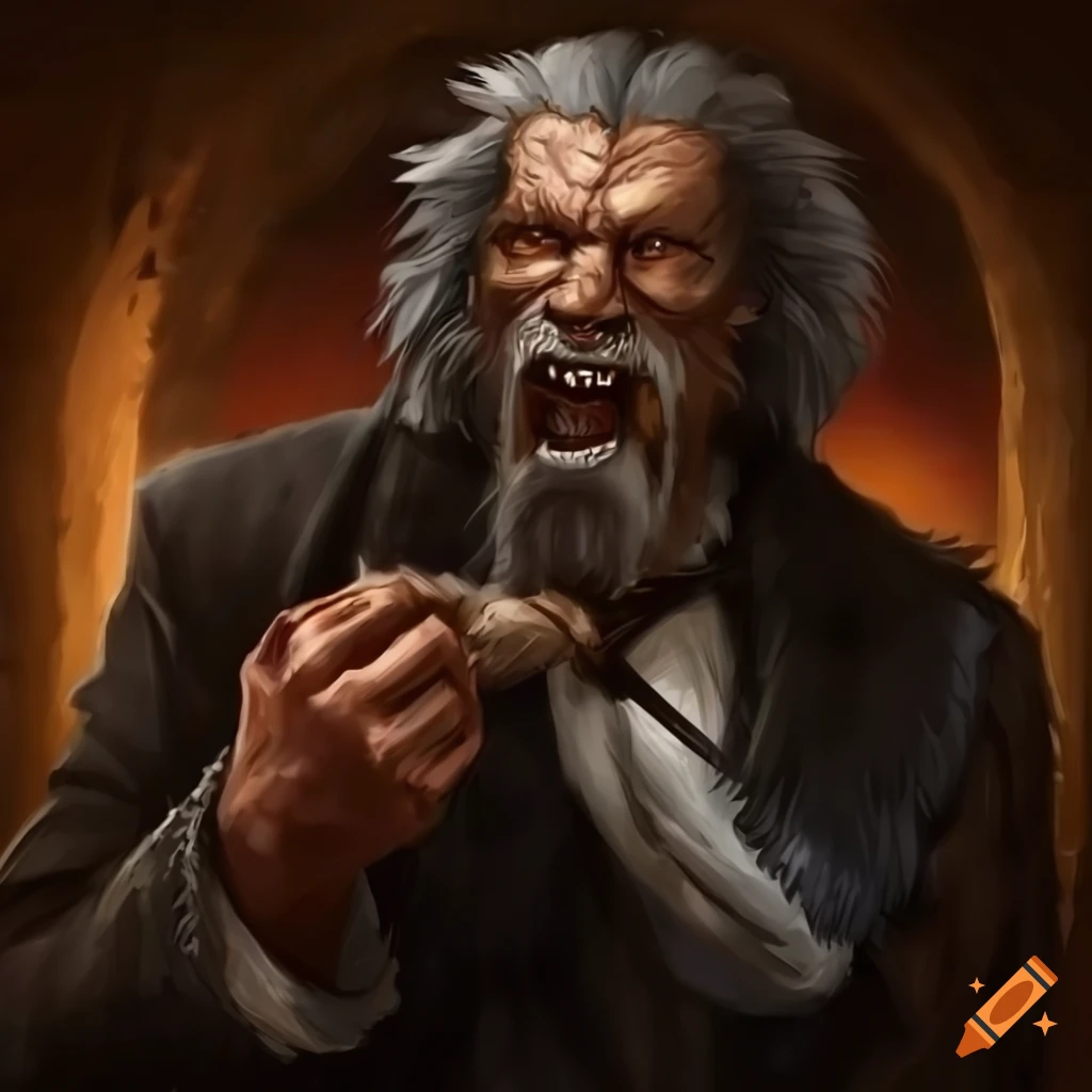 Image of a scruffy man in a werewolf costume on Craiyon