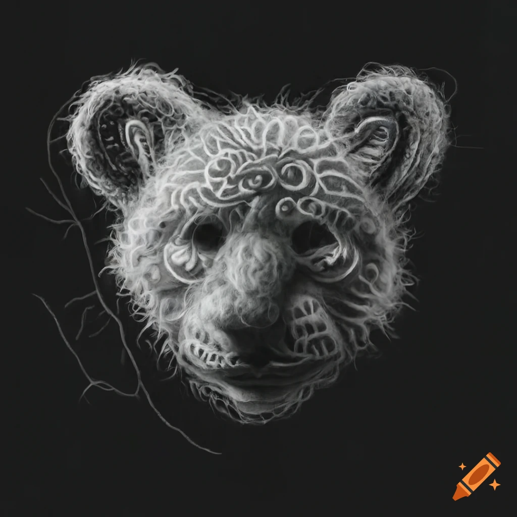 Jungle animal portraits with felted wool masks on Craiyon