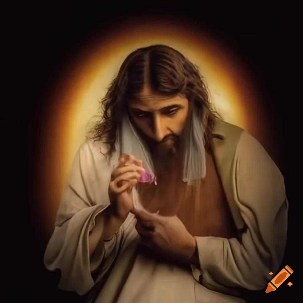 Relaxing jesus playing video games on a couch on Craiyon