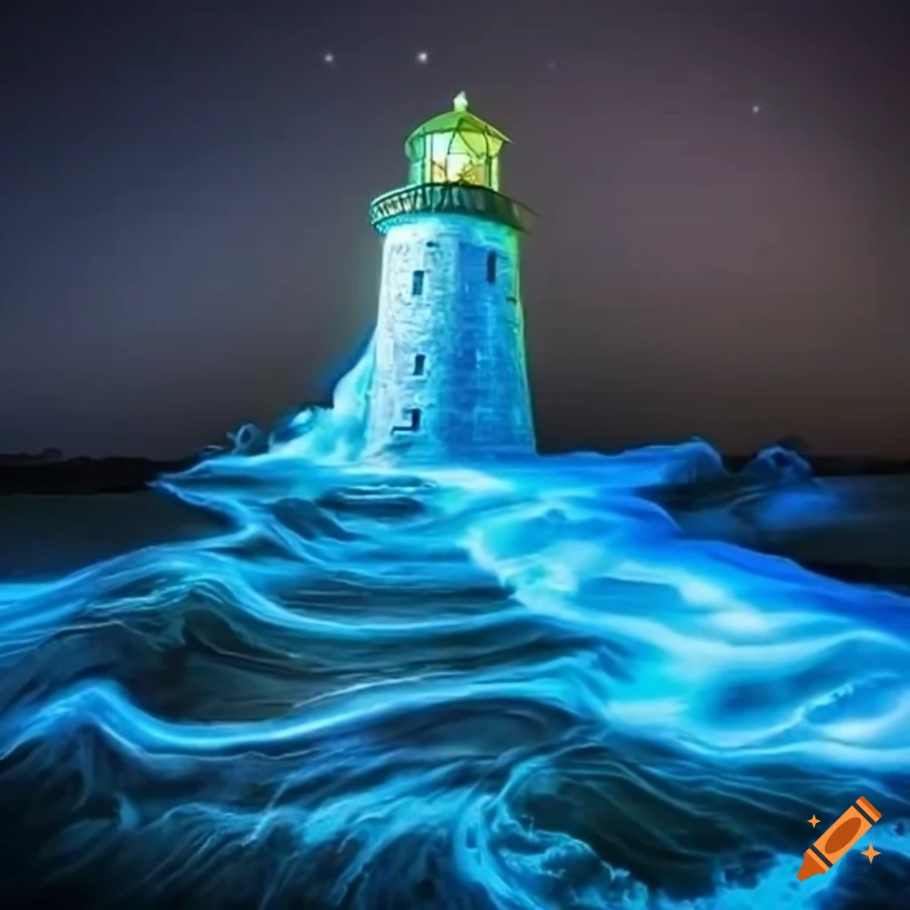 Image of an ancient lighthouse in a stormy sea